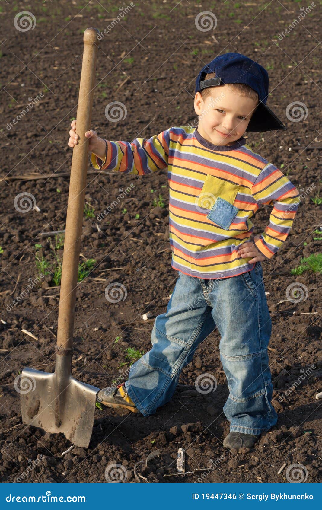 Little Children with Big Shovel Stock Photo - Image of helper, outdoor ...