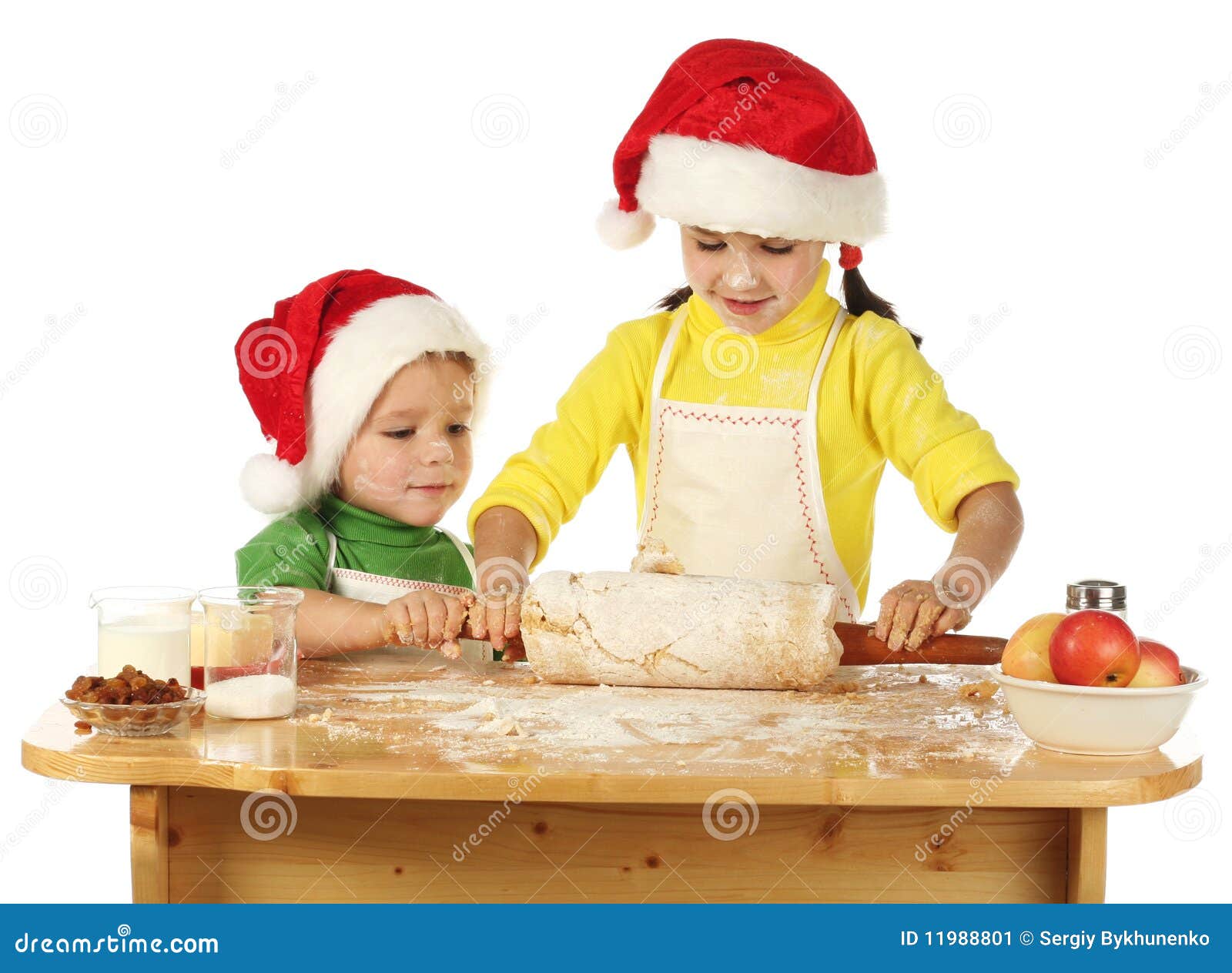 Little Children Cooking the Christmas Cake Stock Image - Image of ...