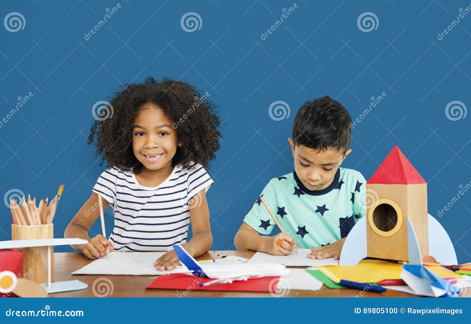 Little Children Drawing Sketching Concept Stock Photo - Image of ...