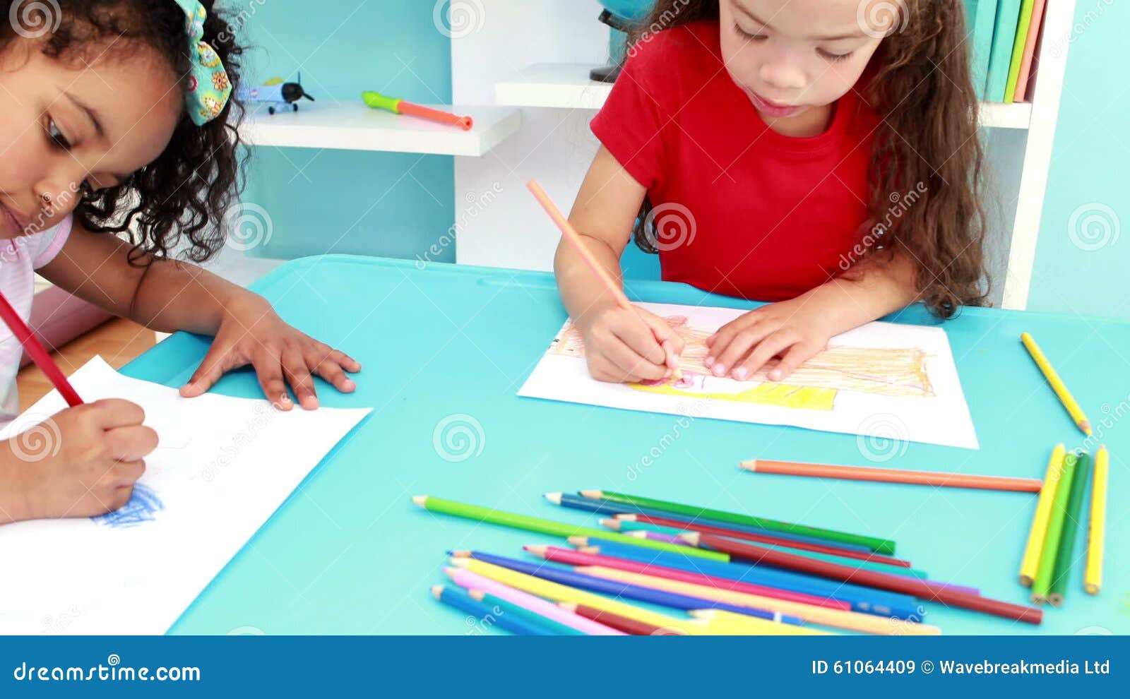 Little Children Drawing Together in Class Stock Video - Video of ...