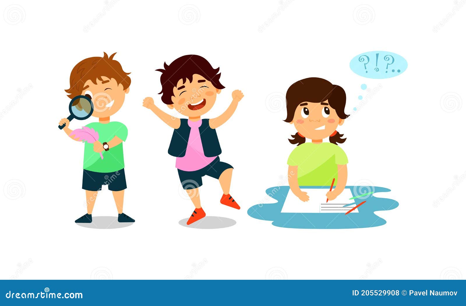 Little Children Engaged in Different Activity and Behavior Vector Set ...