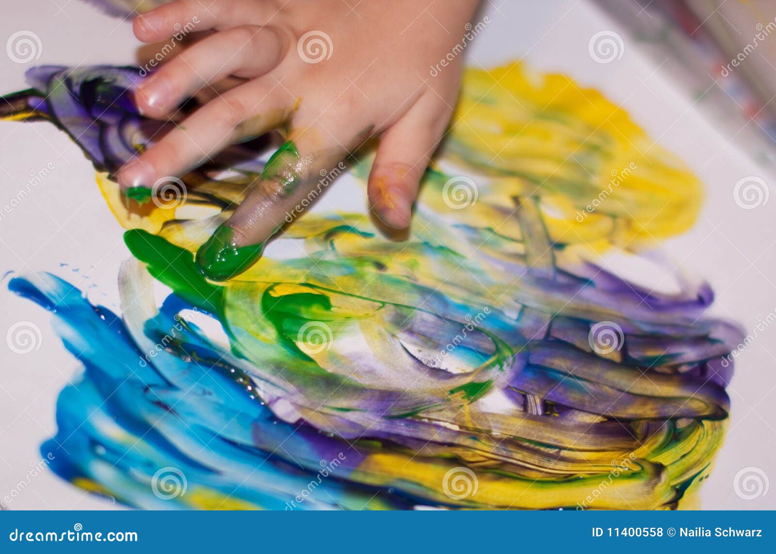 Little Children Hands Doing Fingerpainting Stock Photo - Image of ...