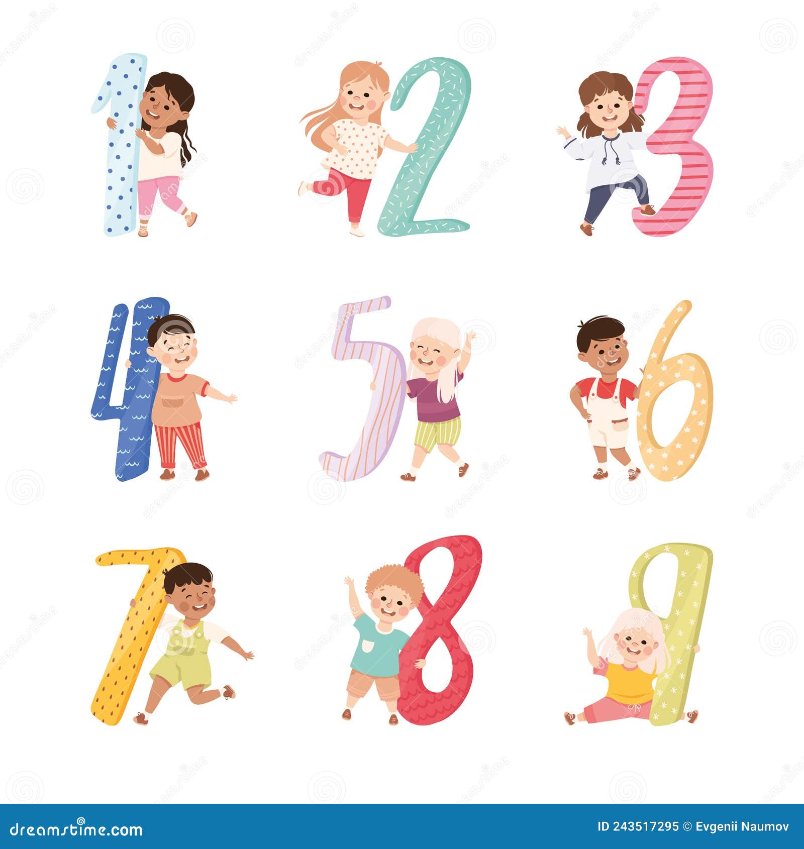 Little Children Holding Number or Numeral Learning Basic Counting ...