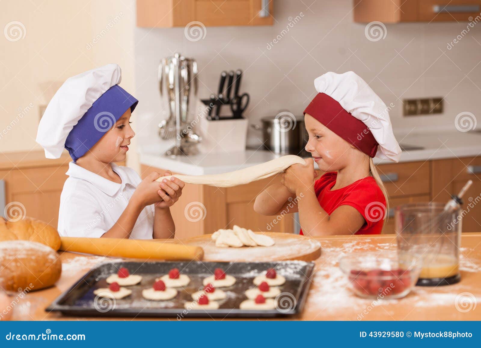 Little Children Making Bakery and Playing. Stock Photo - Image of ...