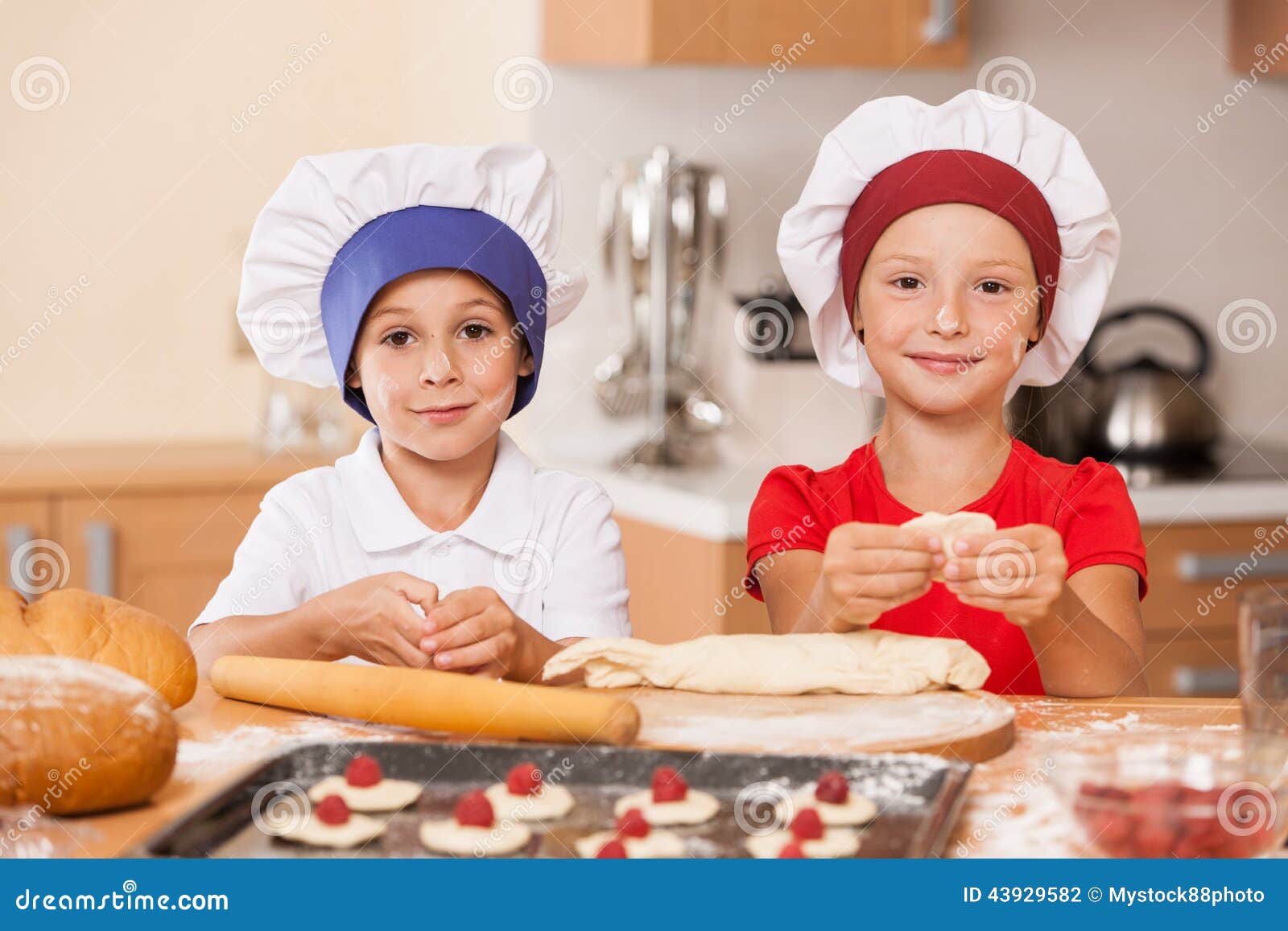 Little Children Making Cakes and Smiling. Stock Photo - Image of cute ...