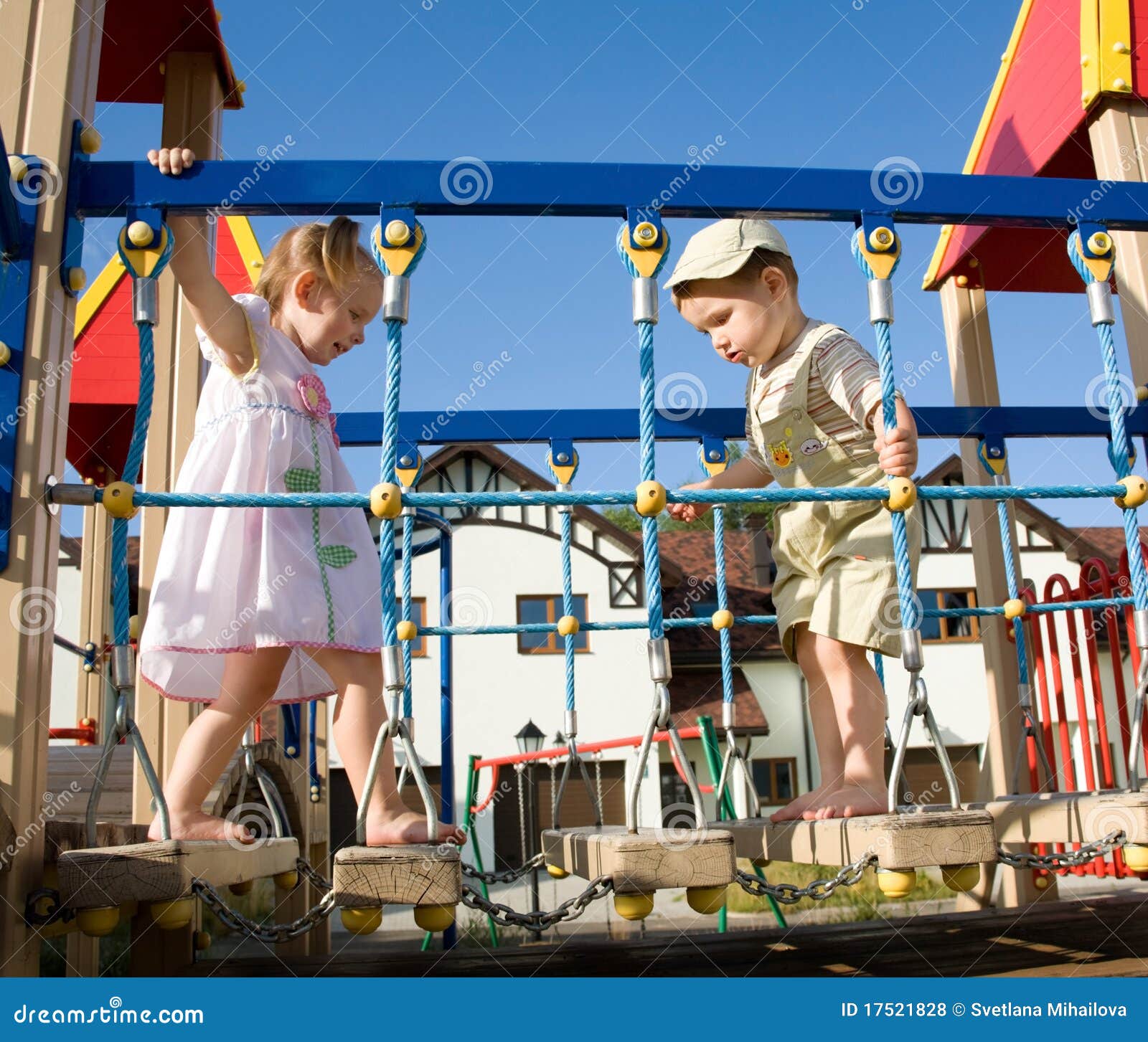 Little Children on Playground Stock Photo - Image of caution, care ...
