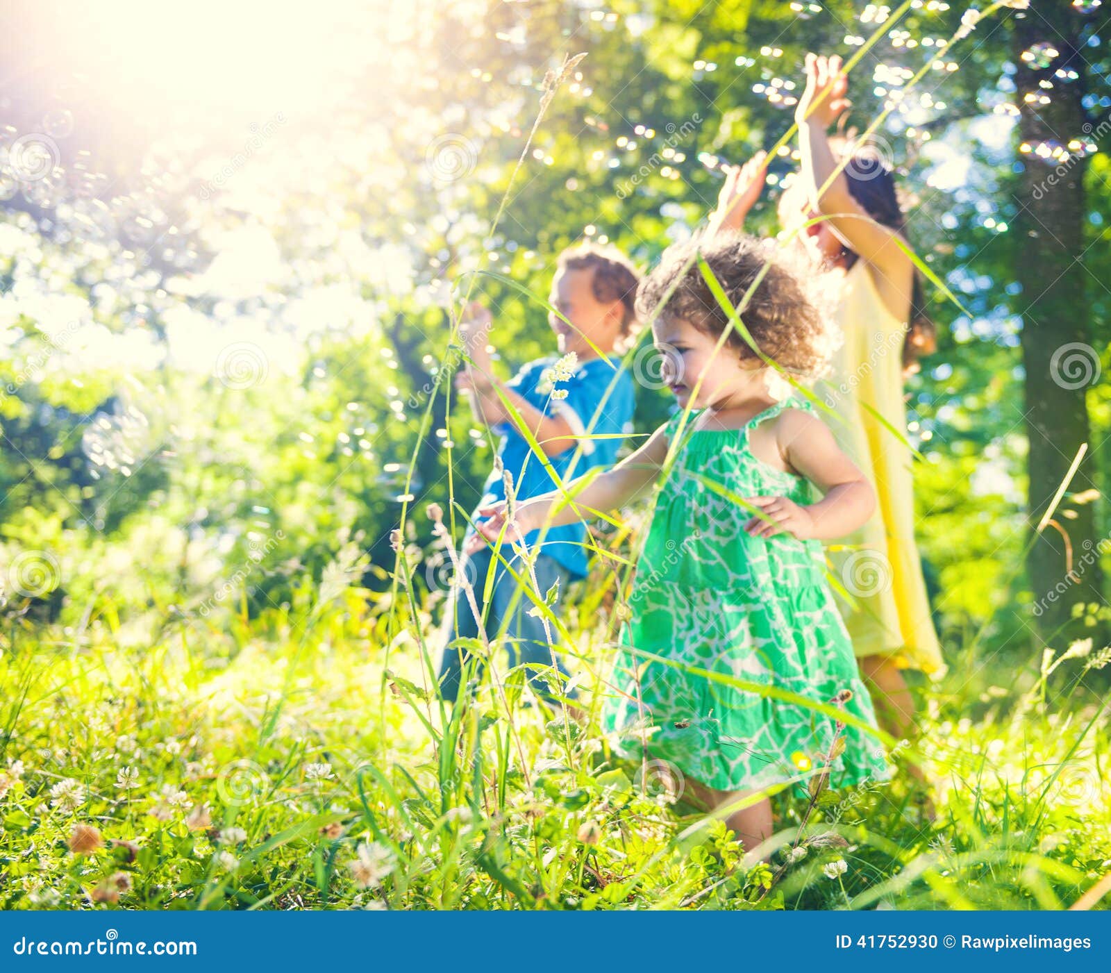 Little Children Playing Together Outdoors Stock Photo - Image of ...