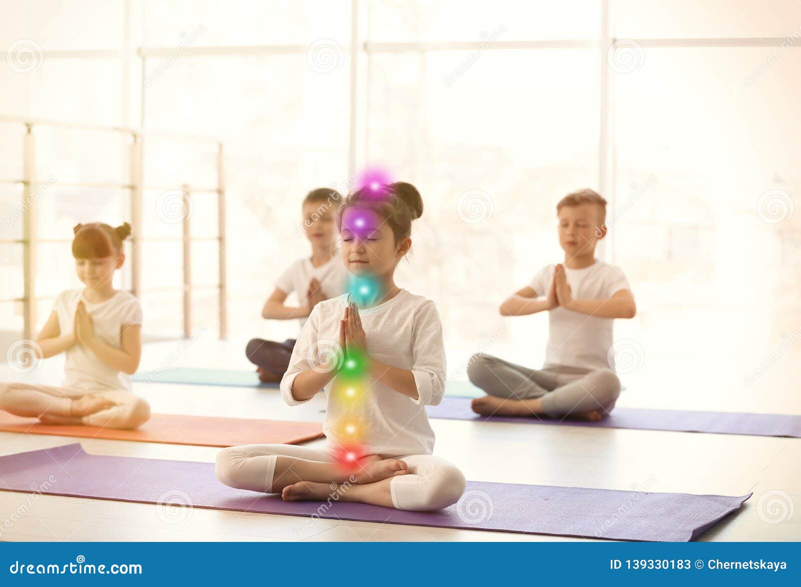 Little Children Practicing Yoga Stock Image - Image of esoteric ...