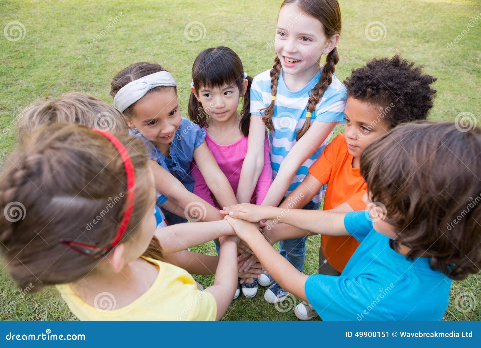 Little Children Putting Hands Together Stock Image - Image of outdoors ...