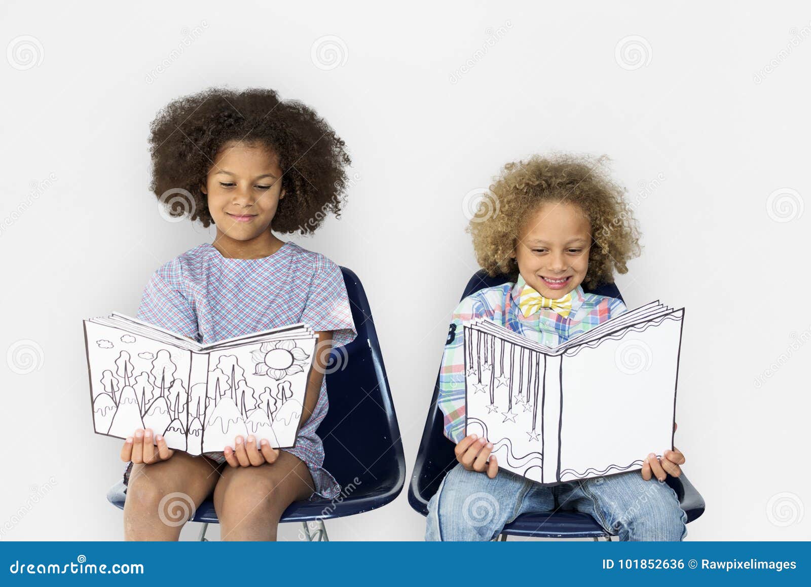 Little Children Reading Book Smile Stock Photo - Image of people ...