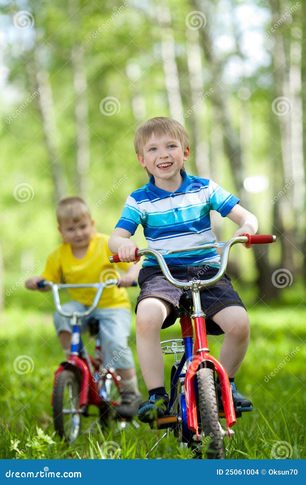 Little Children Riding Their Bikes Stock Photo - Image of caucasian ...