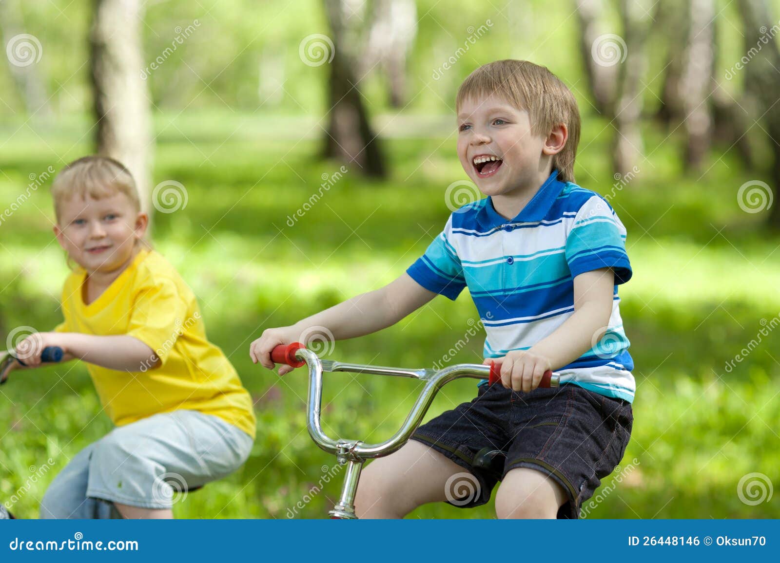 Little Children Riding Their Bikes Stock Photo - Image of active ...