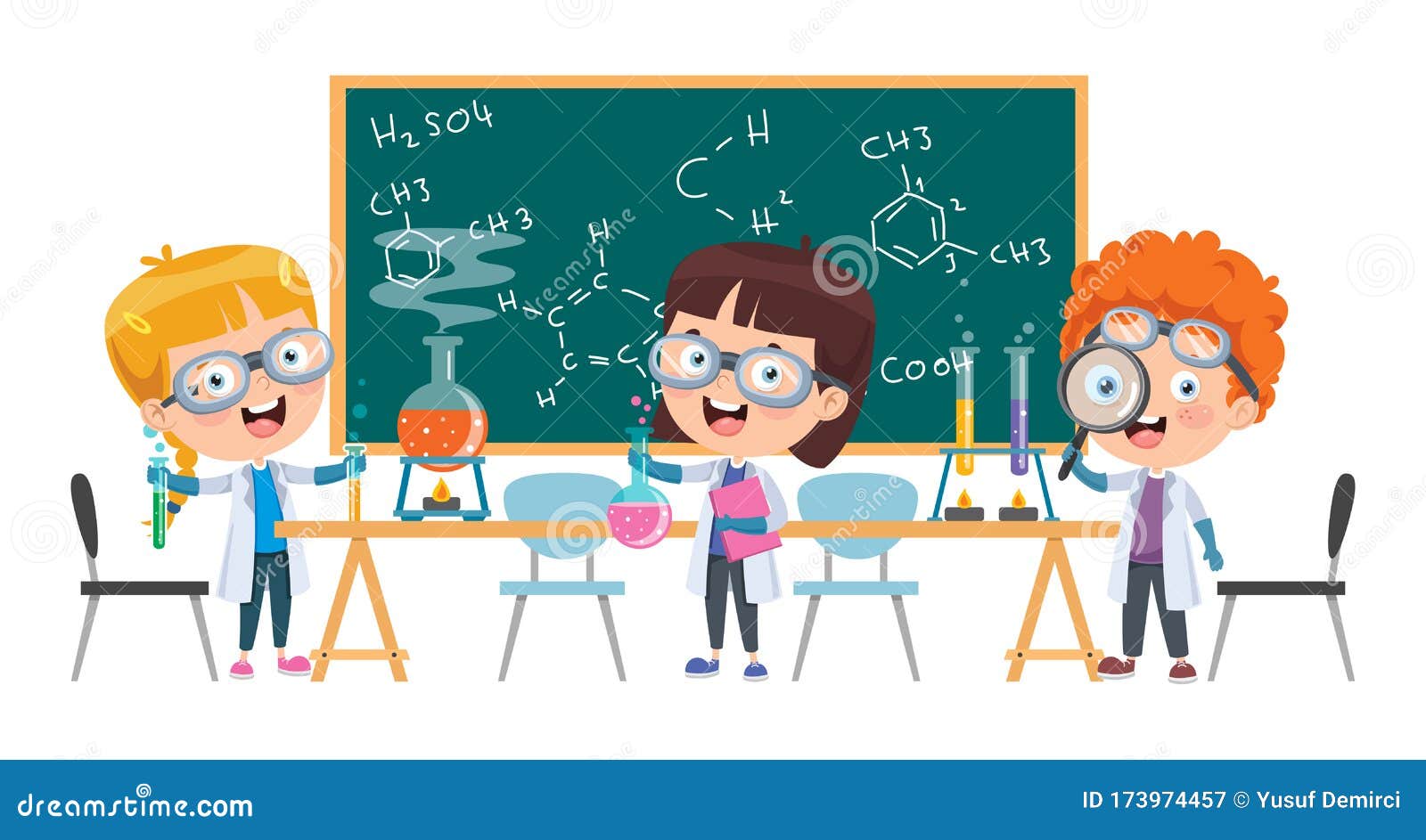 Kids Science And Exploration Cartoon Scenes Set | CartoonDealer.com ...