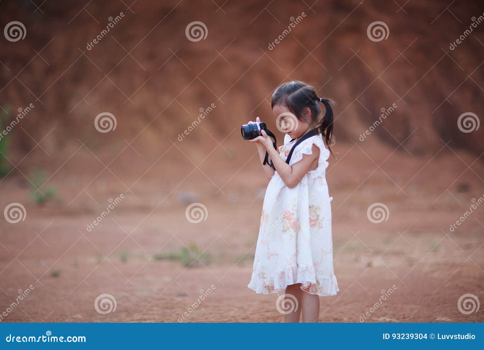 Little Children Taking Photo by Mirrorless Camera Stock Photo - Image ...