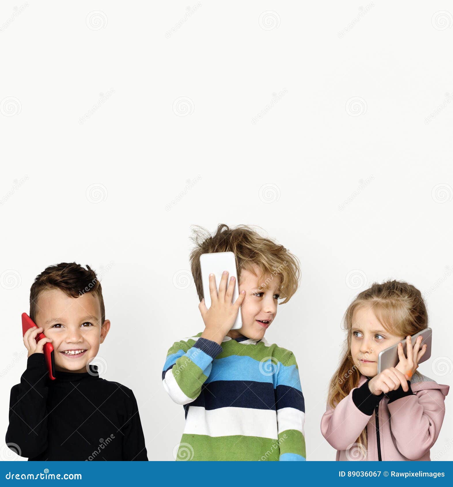 Little Children Talking on Phone Technology Stock Image - Image of ...