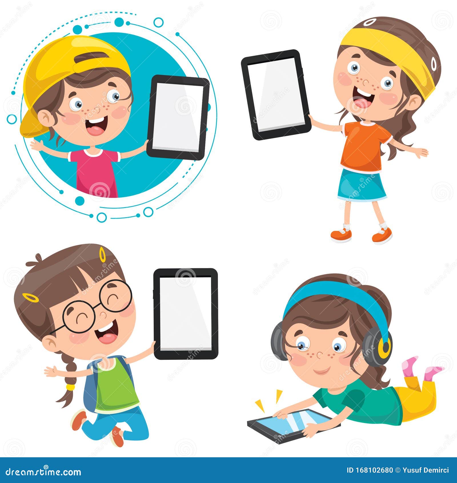 Little Children Using Technology Devices Stock Vector - Illustration of ...