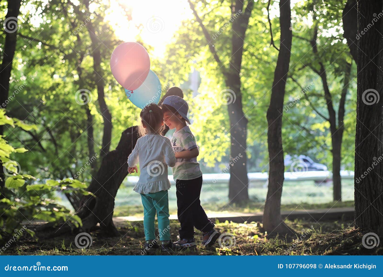 Little Children are Walking in a Park Stock Photo - Image of outside ...