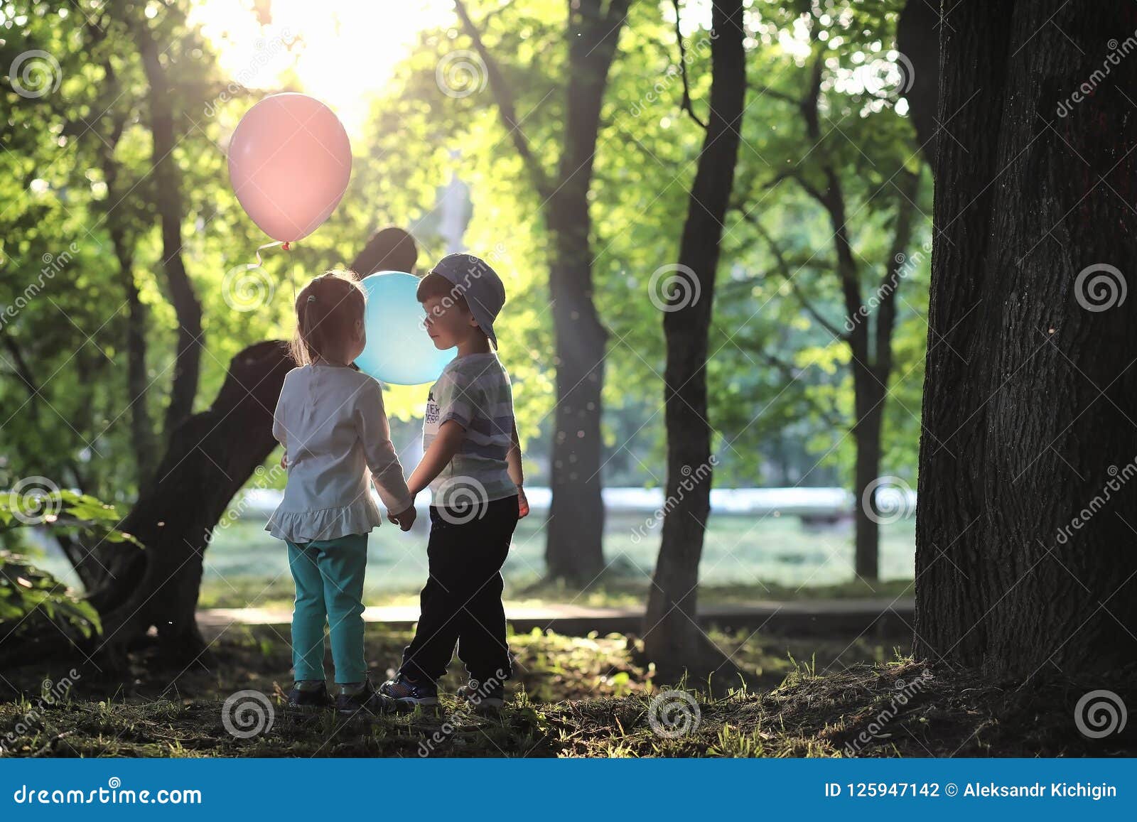 Little Children are Walking in a Park Stock Photo - Image of child ...