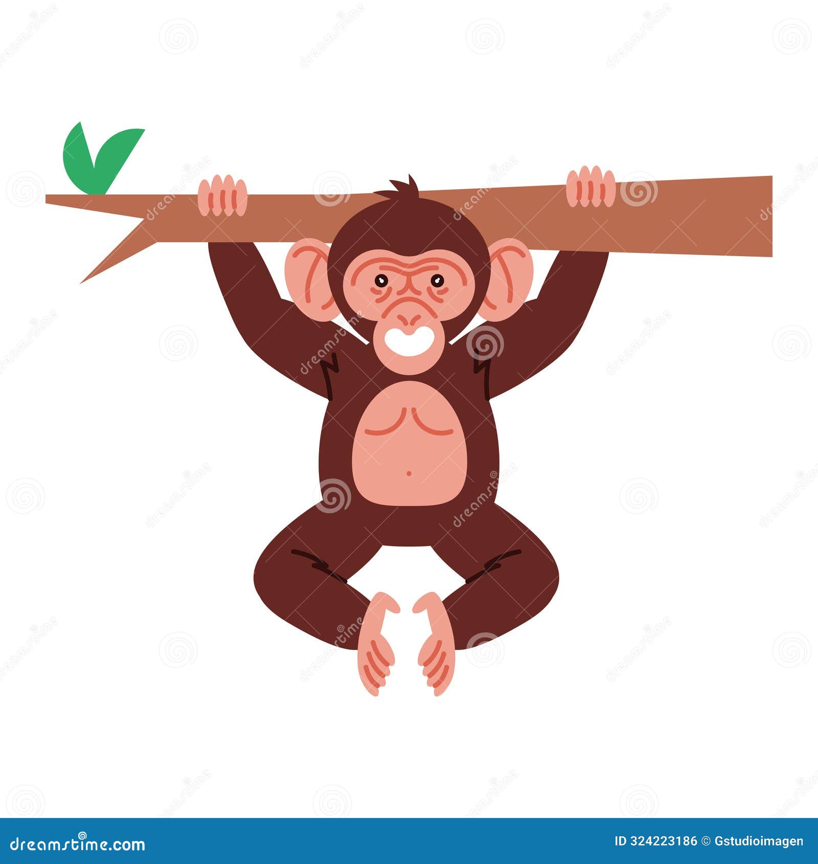 Little Chimpanzee Hanging on a Tree Branch Stock Vector - Illustration ...