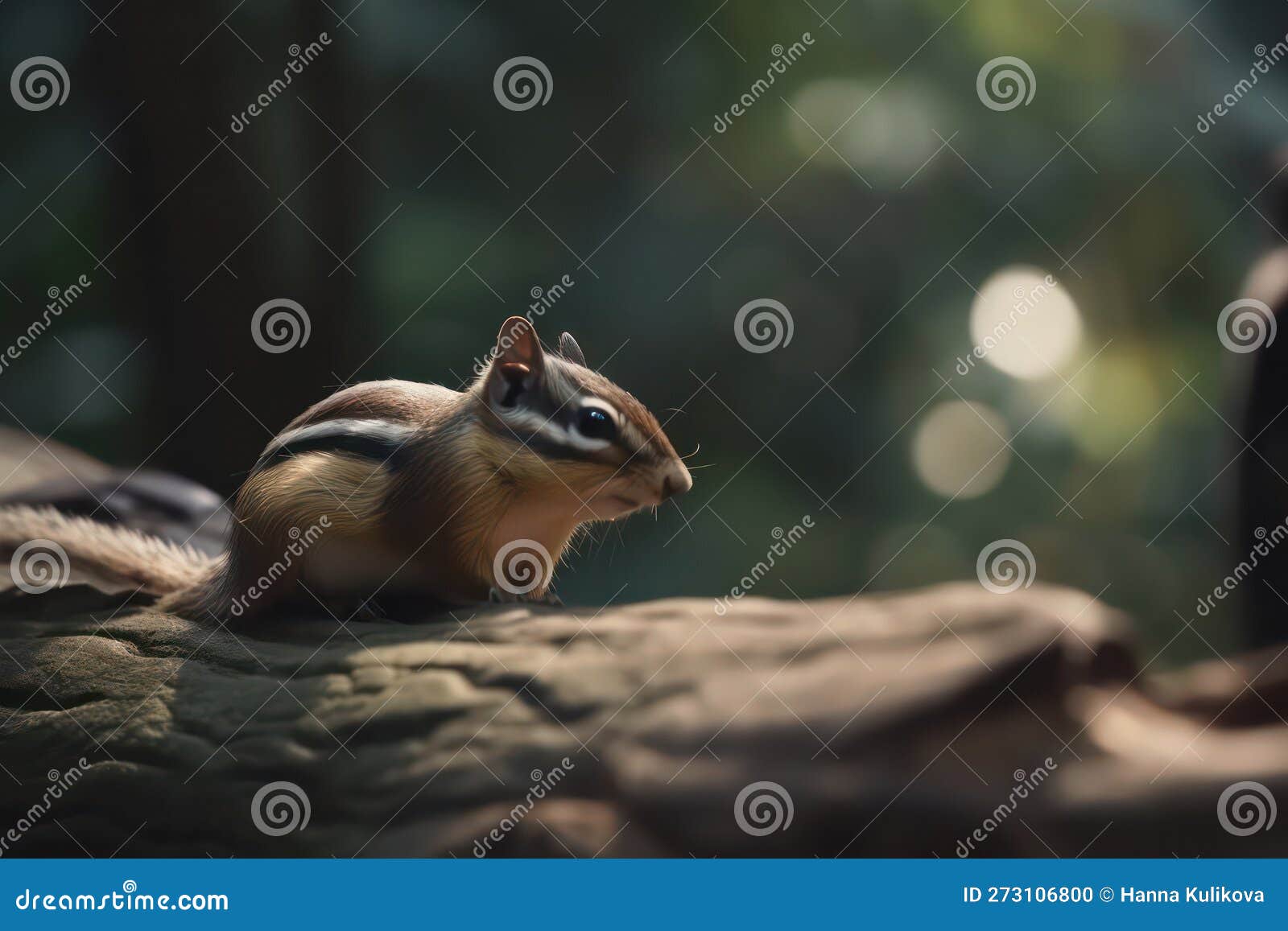 Little Chipmunk on the Tree Branch in the Forest. Stock Illustration ...