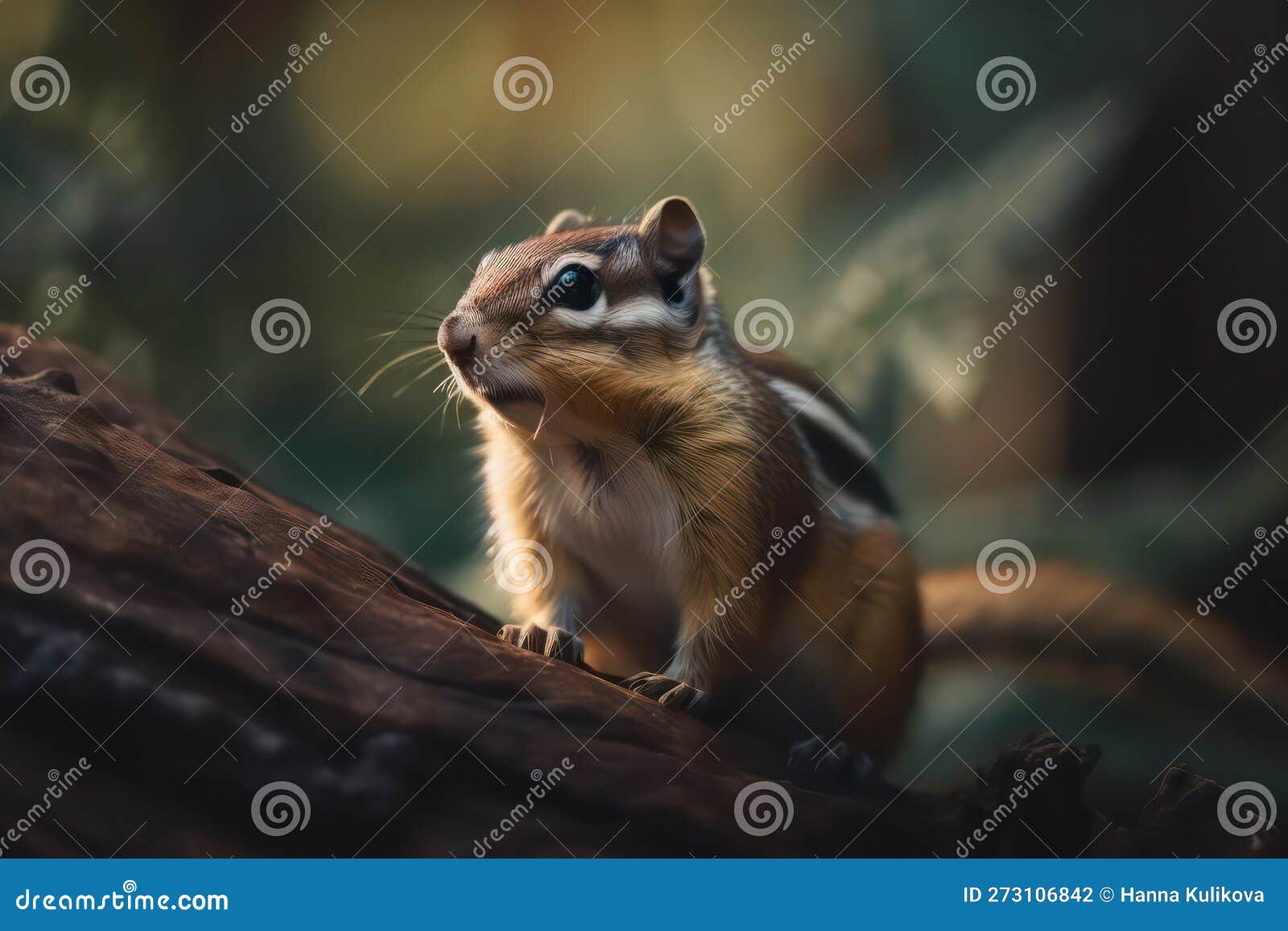 Little Chipmunk on the Tree Branch in the Forest. Stock Illustration ...