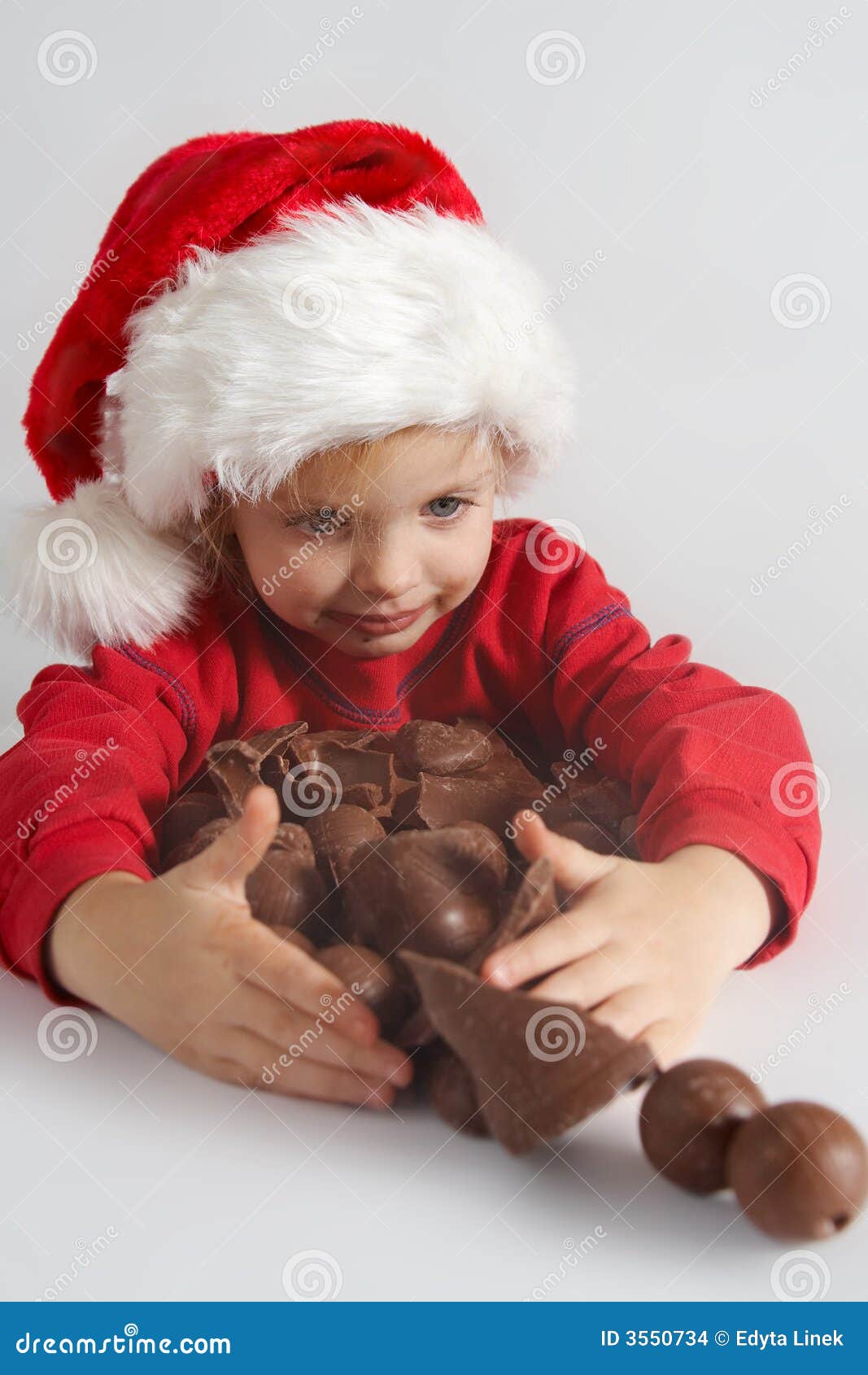 Little chocolate Santa stock photo. Image of girl, december - 3550734