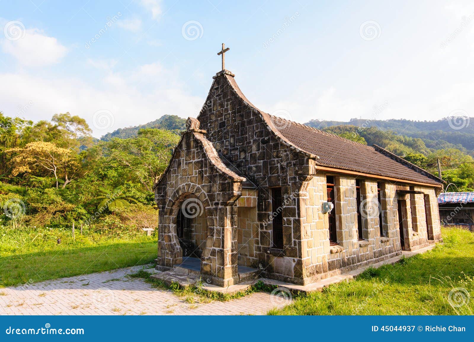 A Little Church in the Mountains Stock Image - Image of charming ...