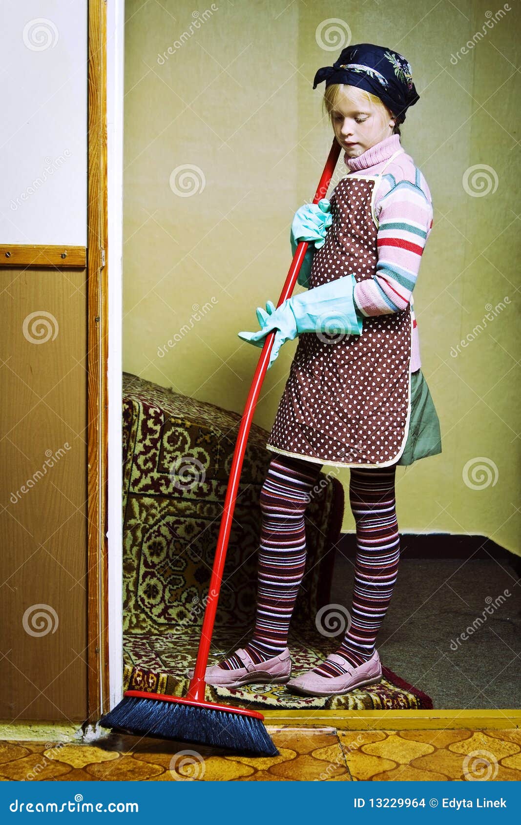 Little cleaning lady stock photo. Image of cleaner, chambermaid - 13229964