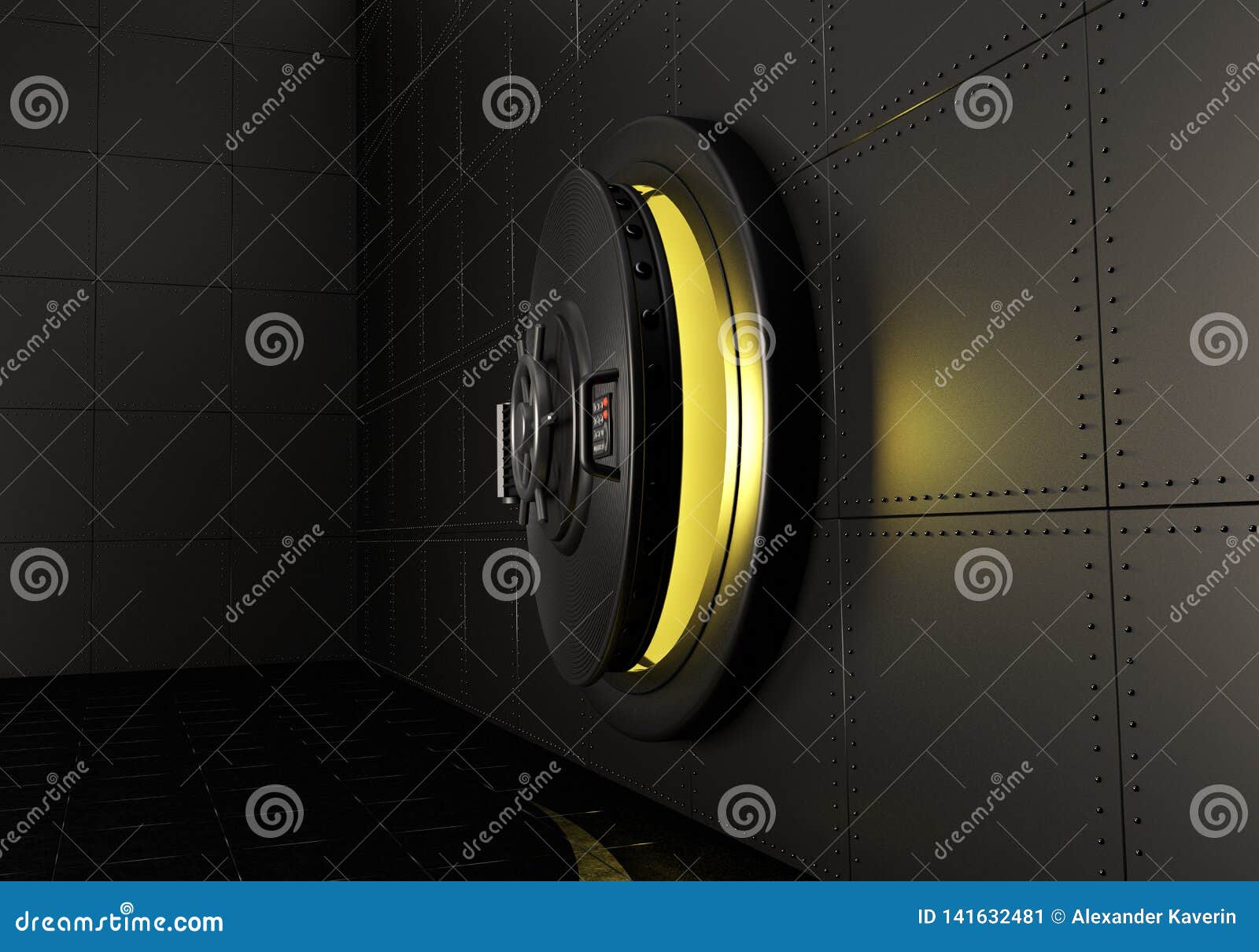 Little Closed Door of the Safe. 3D Render Stock Illustration ...