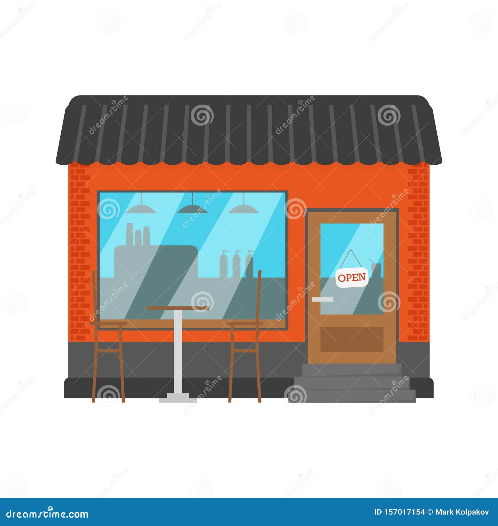 Little Coffee Shop in Flat Style, Vector Stock Illustration ...