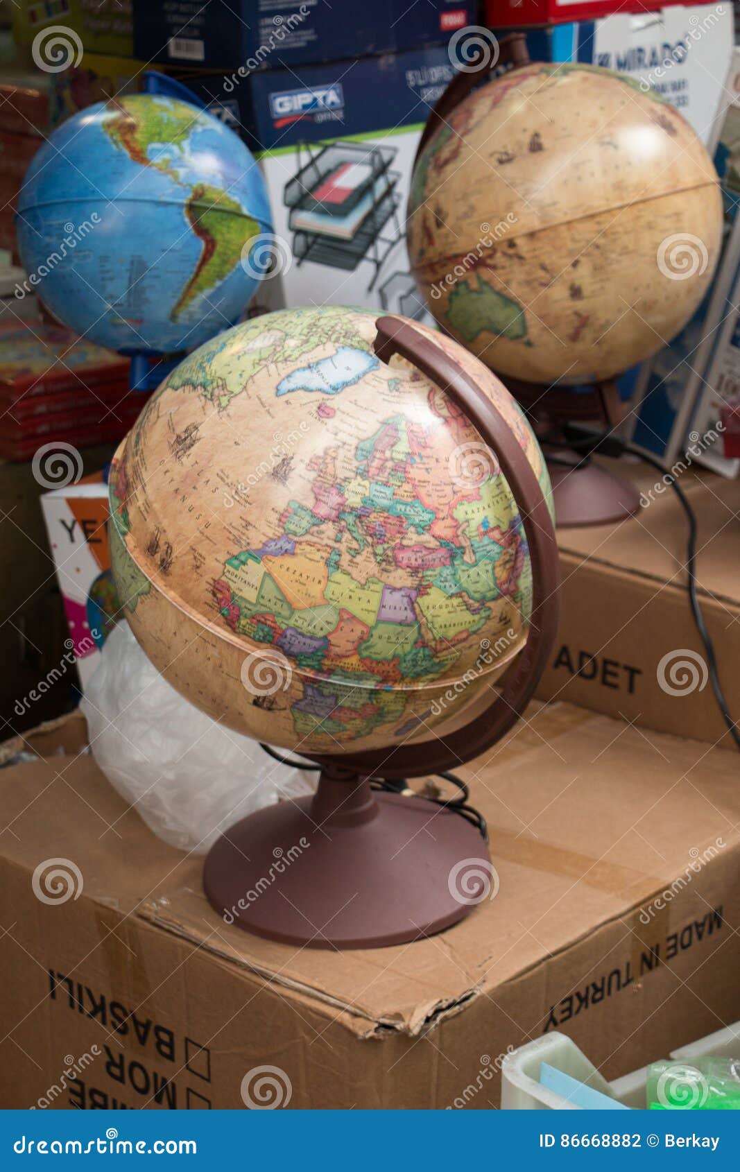 Little Colorful Model Globe with Map Stock Photo - Image of travel ...