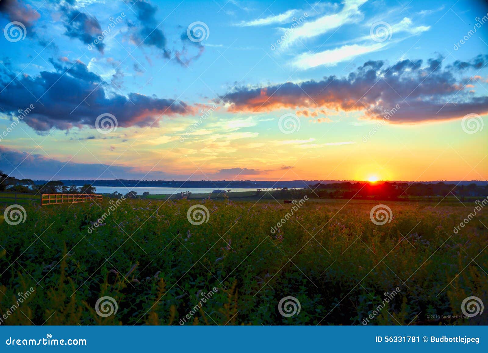 Little Compton Sunset stock image. Image of shore, farm - 56331781