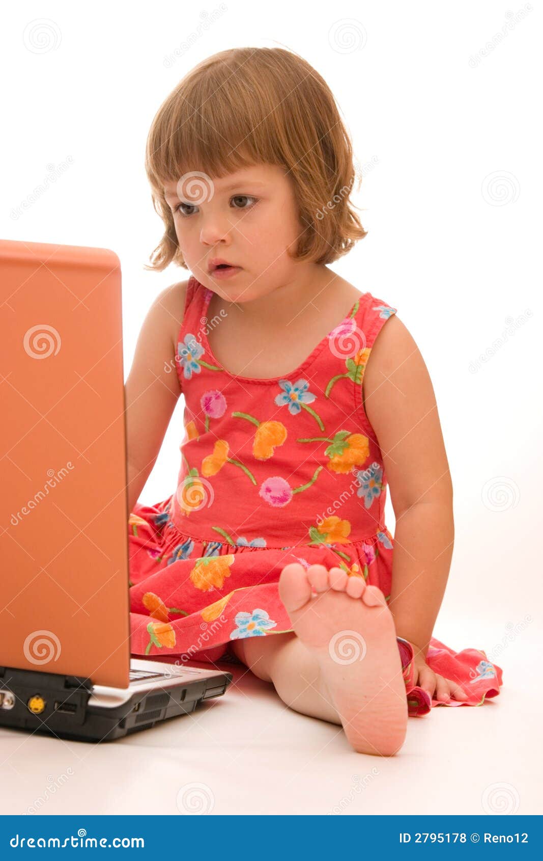 Little Computer Genius Baby Girl With Laptop Royalty-Free Stock Image ...