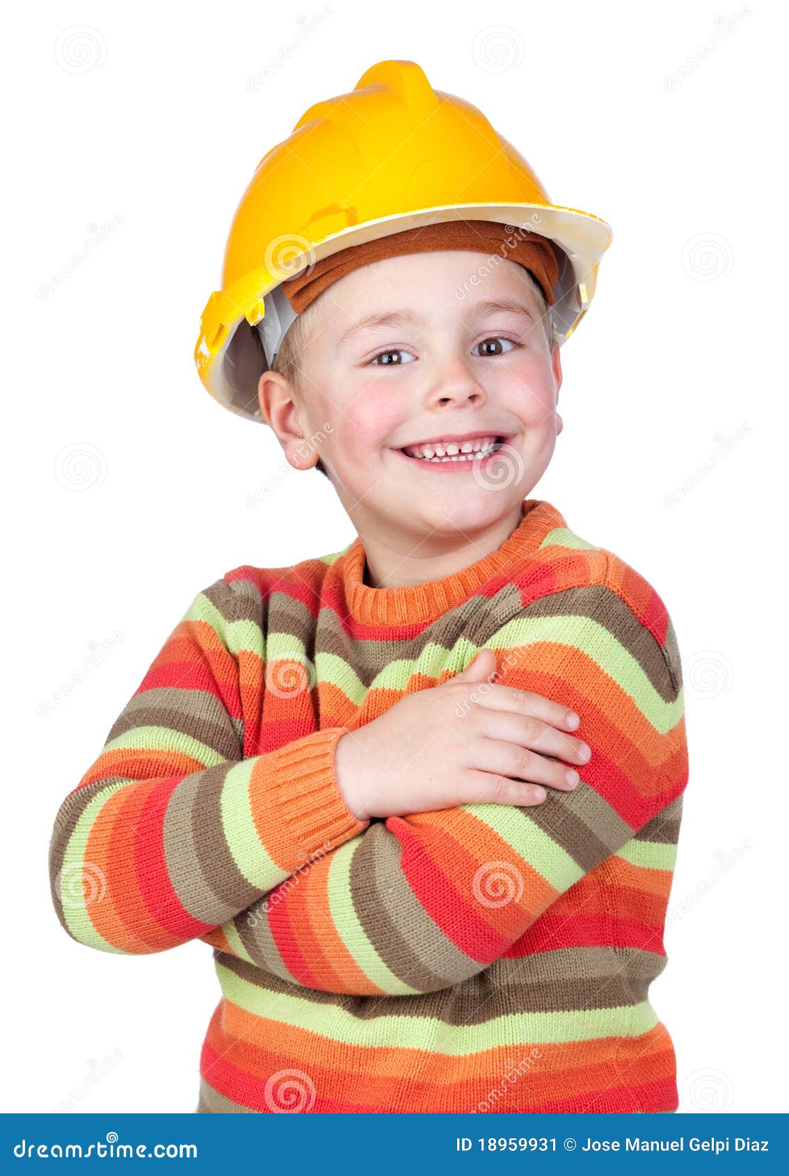 Little Boy With Construction Helmet Stock Photo | CartoonDealer.com ...