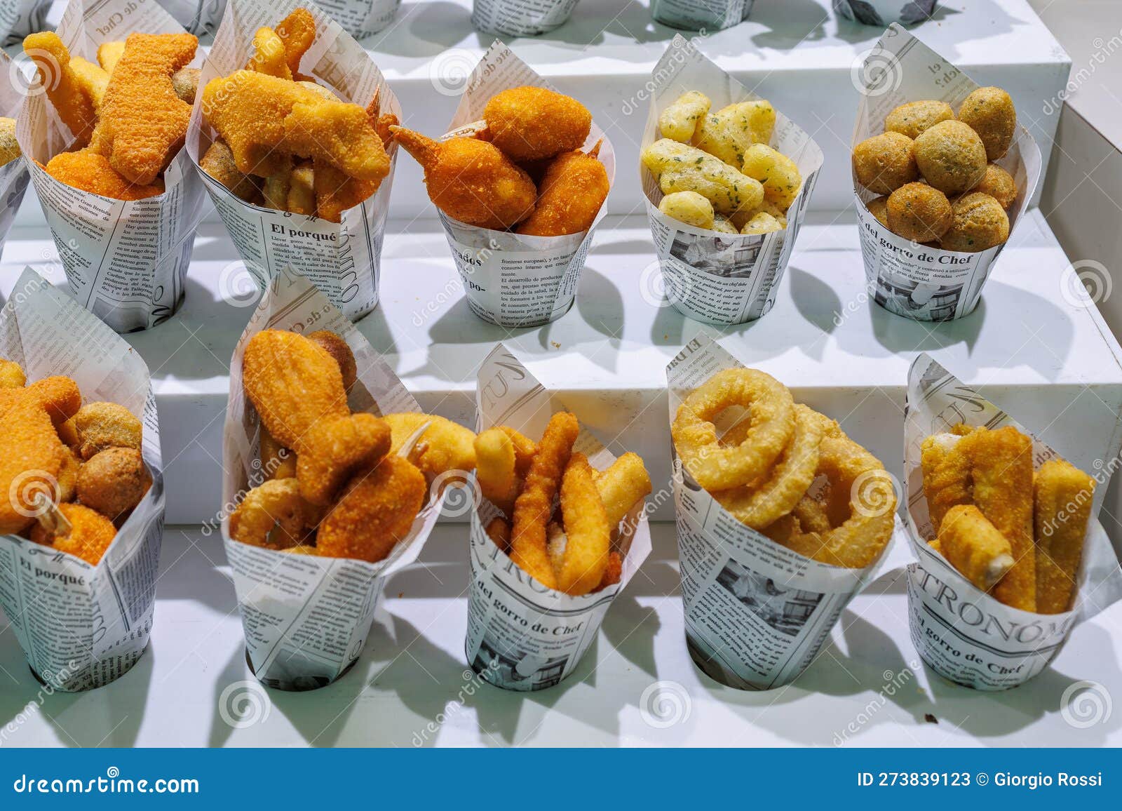 Little Containers Ready for Fast Food Consumption with Fried Fish and ...