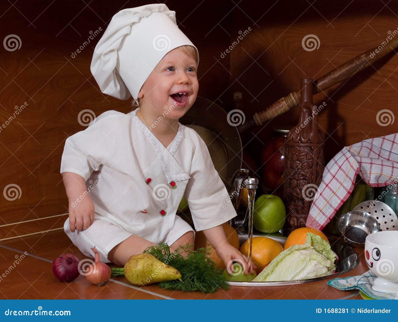 Little cook stock image. Image of vegetables, cook, children - 1688281
