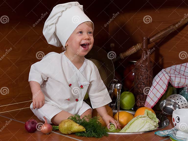 Little cook stock image. Image of vegetables, cook, children - 1688281