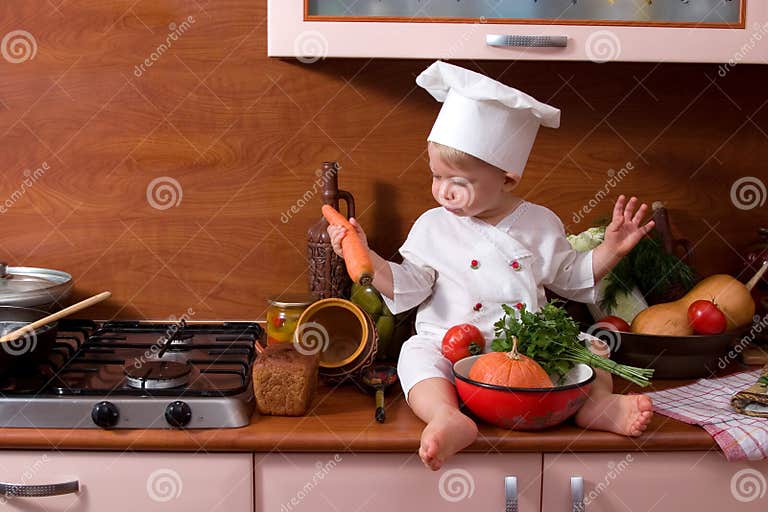 Little cook stock image. Image of cuisine, infant, expressive - 1736625