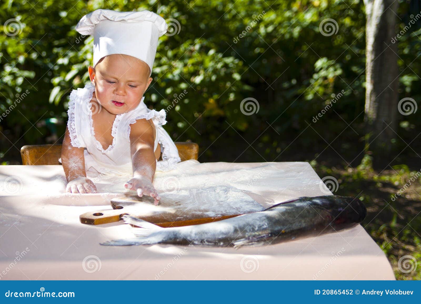 Little cook and big fish stock photo. Image of concentrate - 20865452