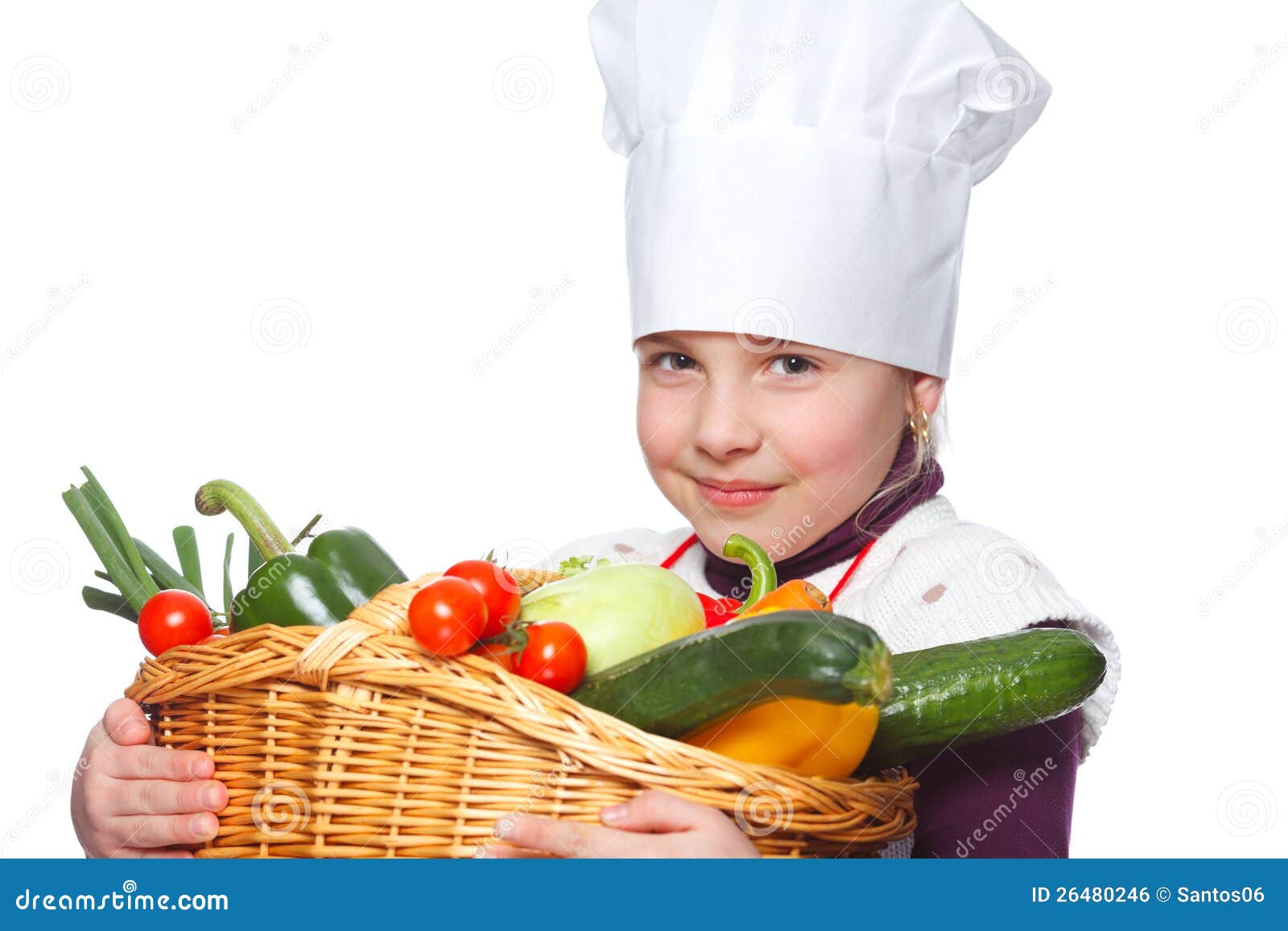 Little Cook Holding a Basket with Vegetables Stock Photo - Image of ...