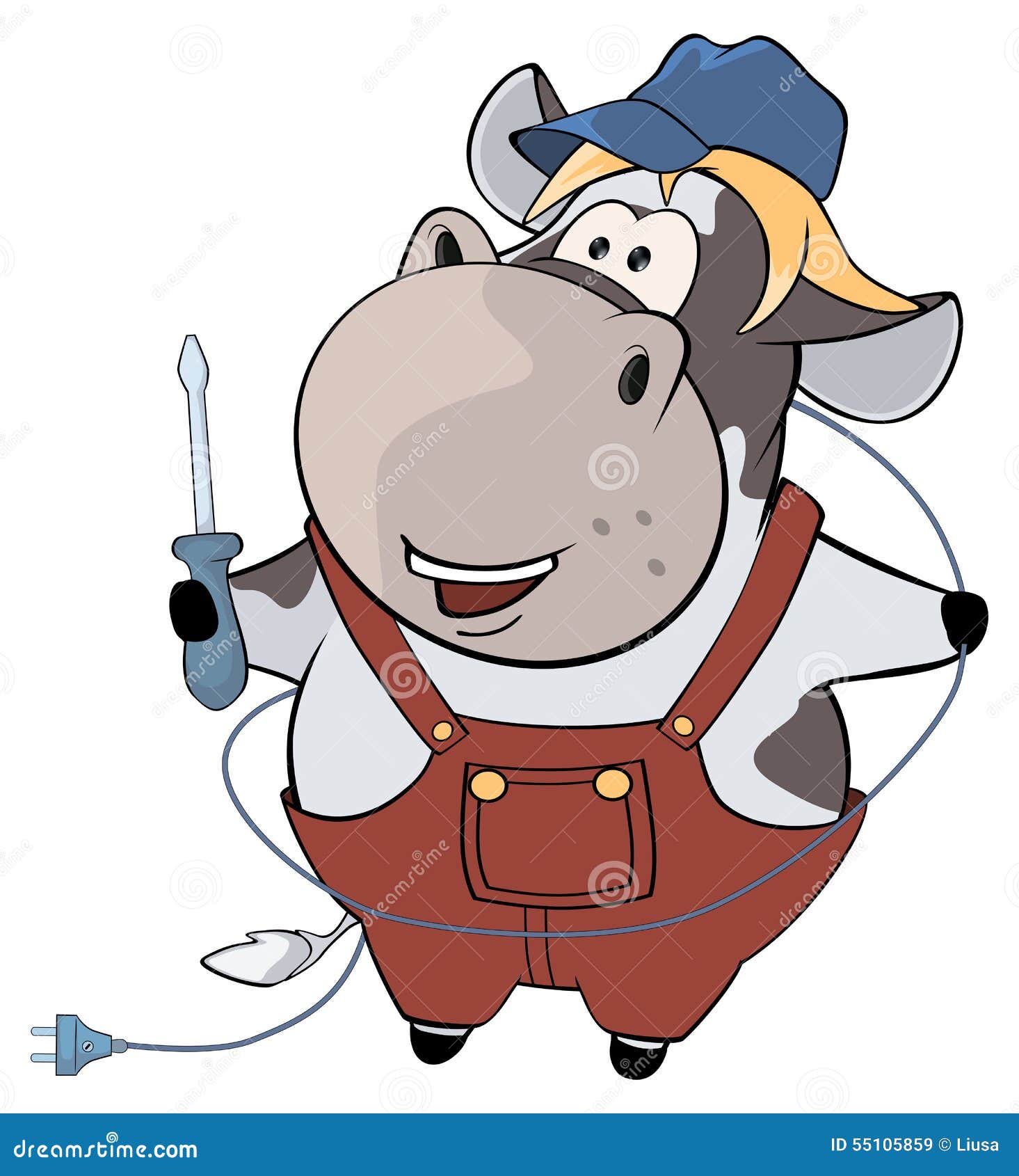 A Little Cow Electrician. Cartoon Stock Vector - Illustration of tool ...