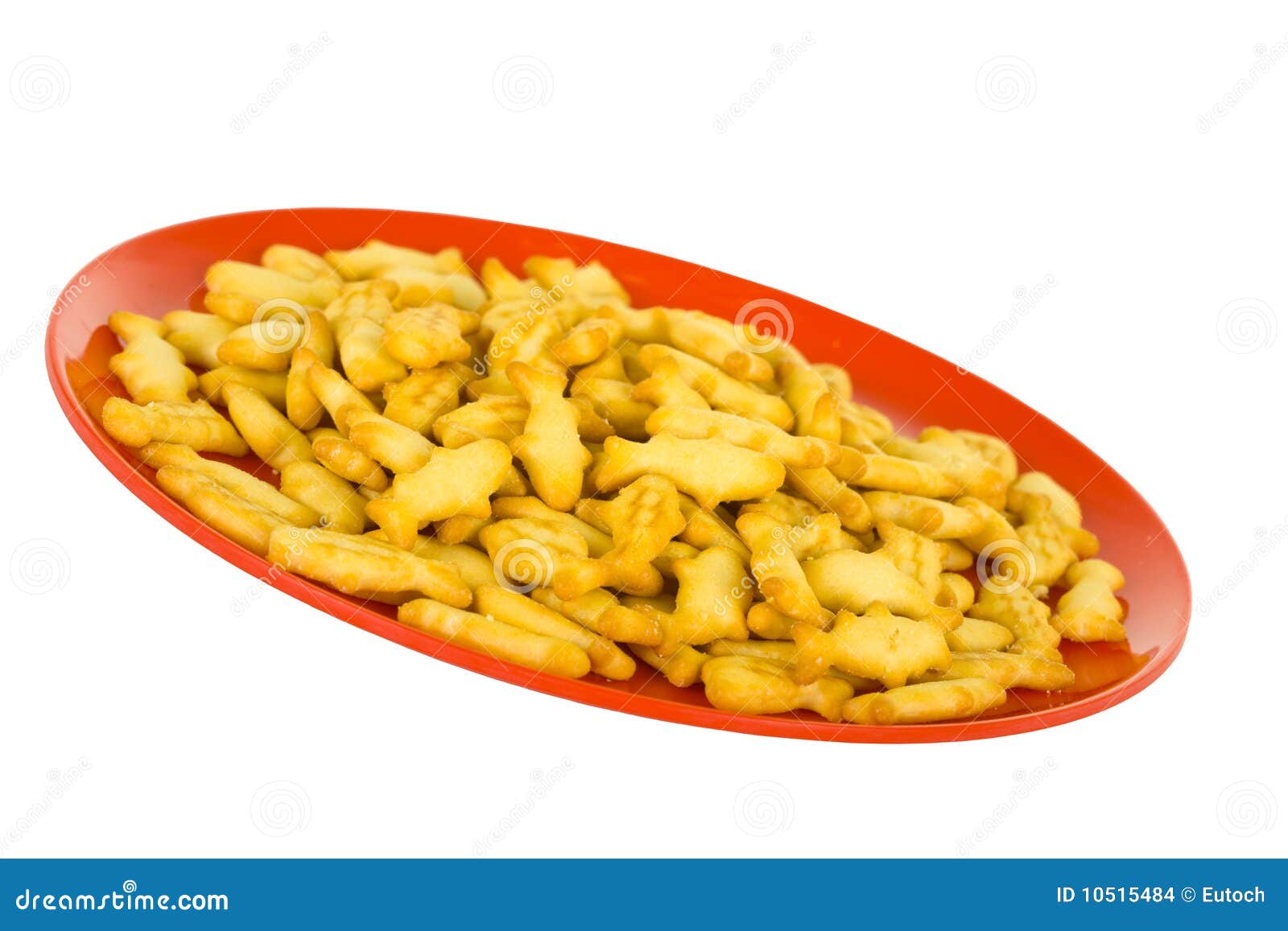 Little Crackers on Red Plate Stock Photo - Image of texture, path: 10515484