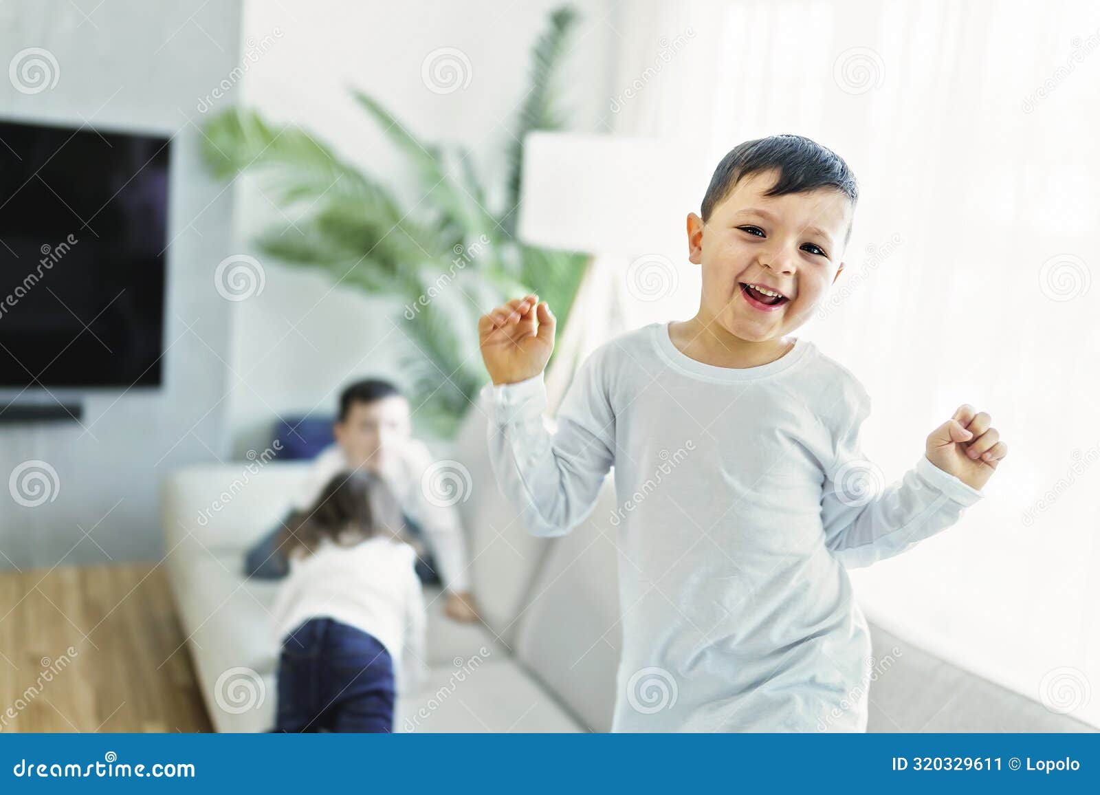 Little Crazy Boy on Living Room Look Like Hyperactive Stock Image ...