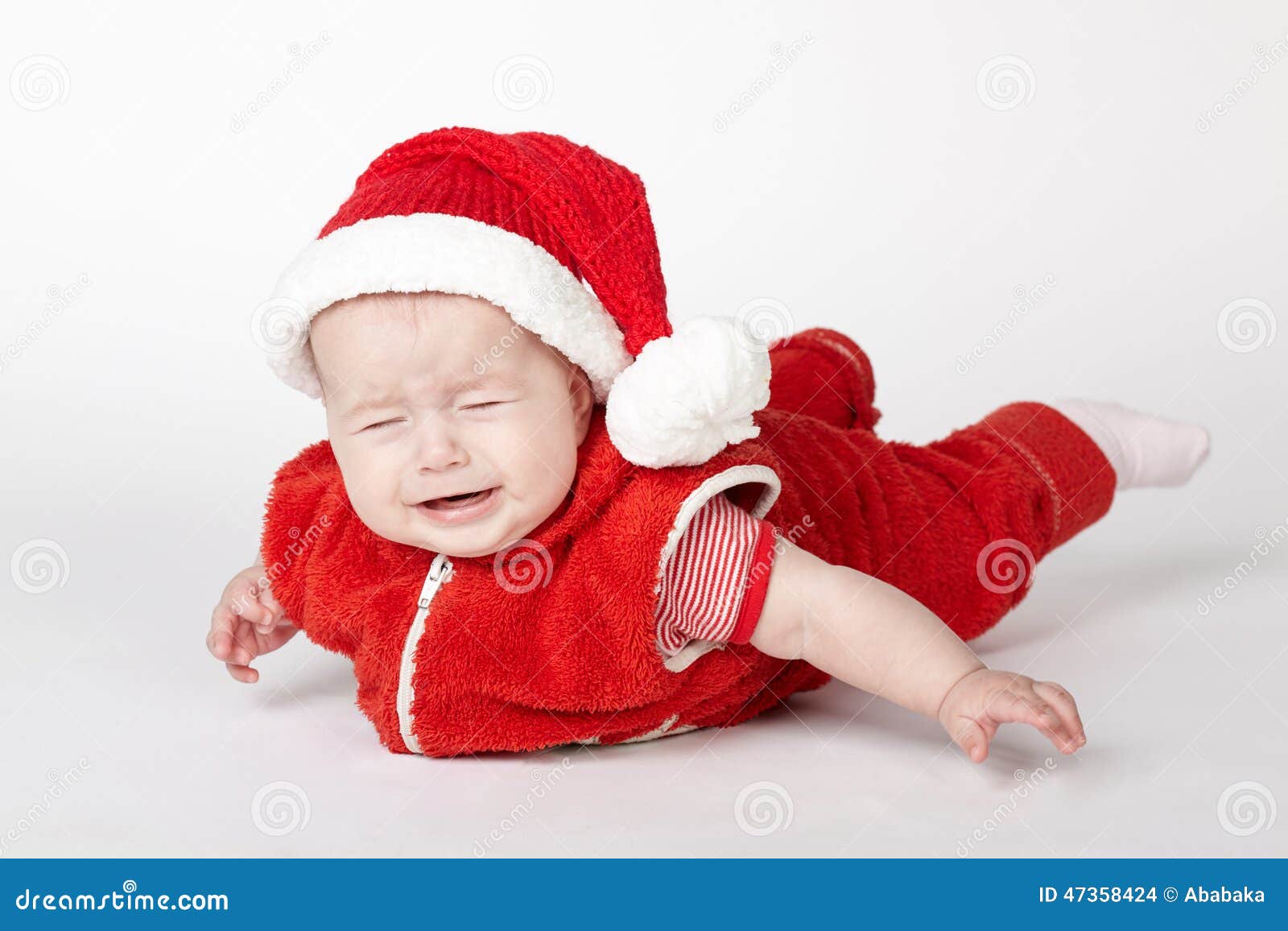 Little Crying Santa on White Stock Photo - Image of adorable, portrait ...