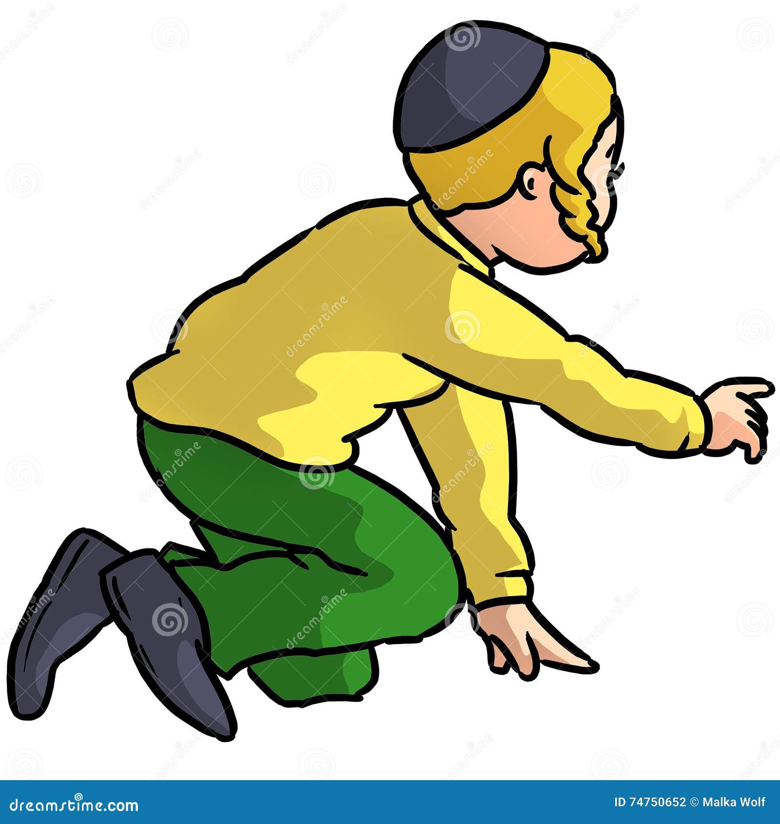 Little Curious Boy Crouching and Touching Stock Illustration ... Little Curious Boy Crouching and Touching Stock Illustration ...