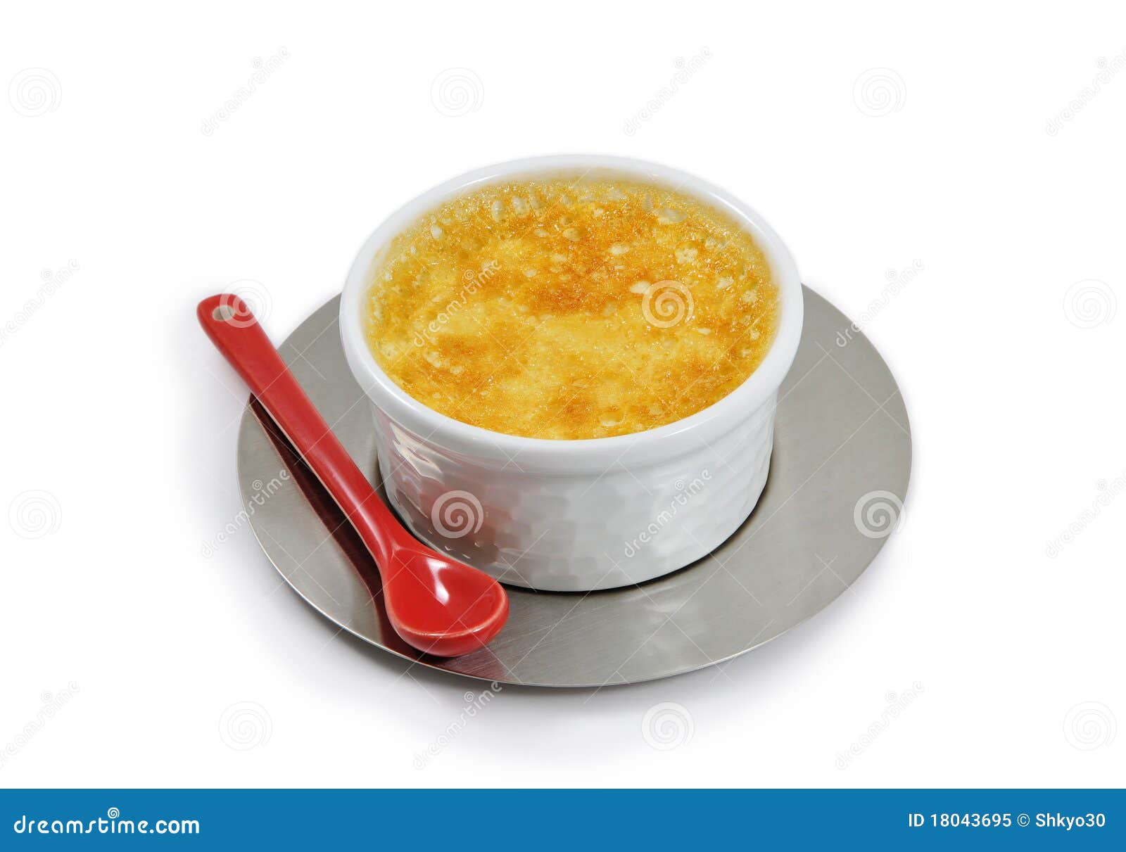 Little Custard with a Red Ceramic Spoon Stock Image - Image of metallic ...