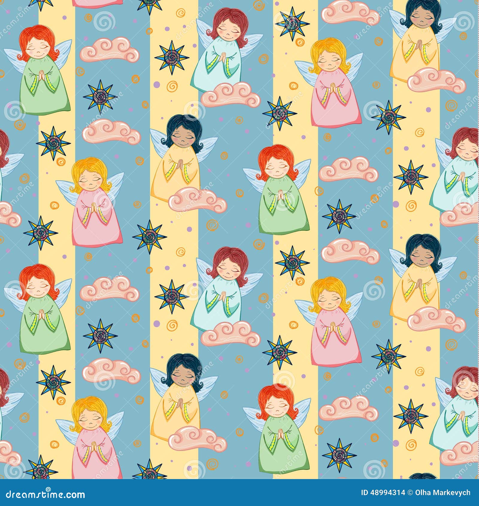 Little Cute Angels stock vector. Illustration of female - 48994314