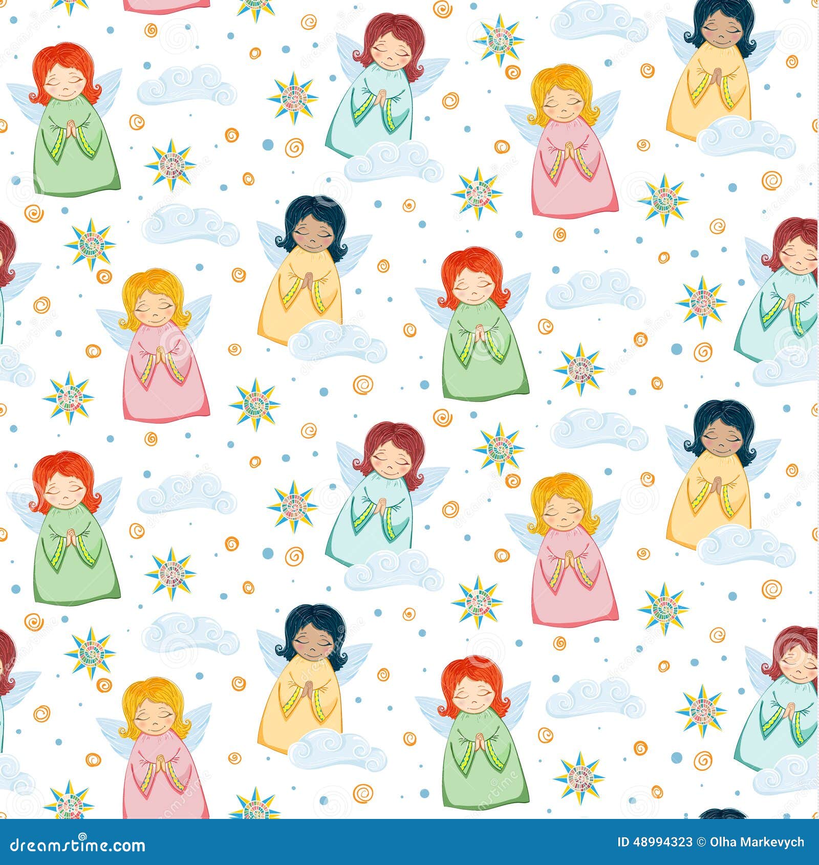 Little Cute Angels stock vector. Illustration of cute - 48994323