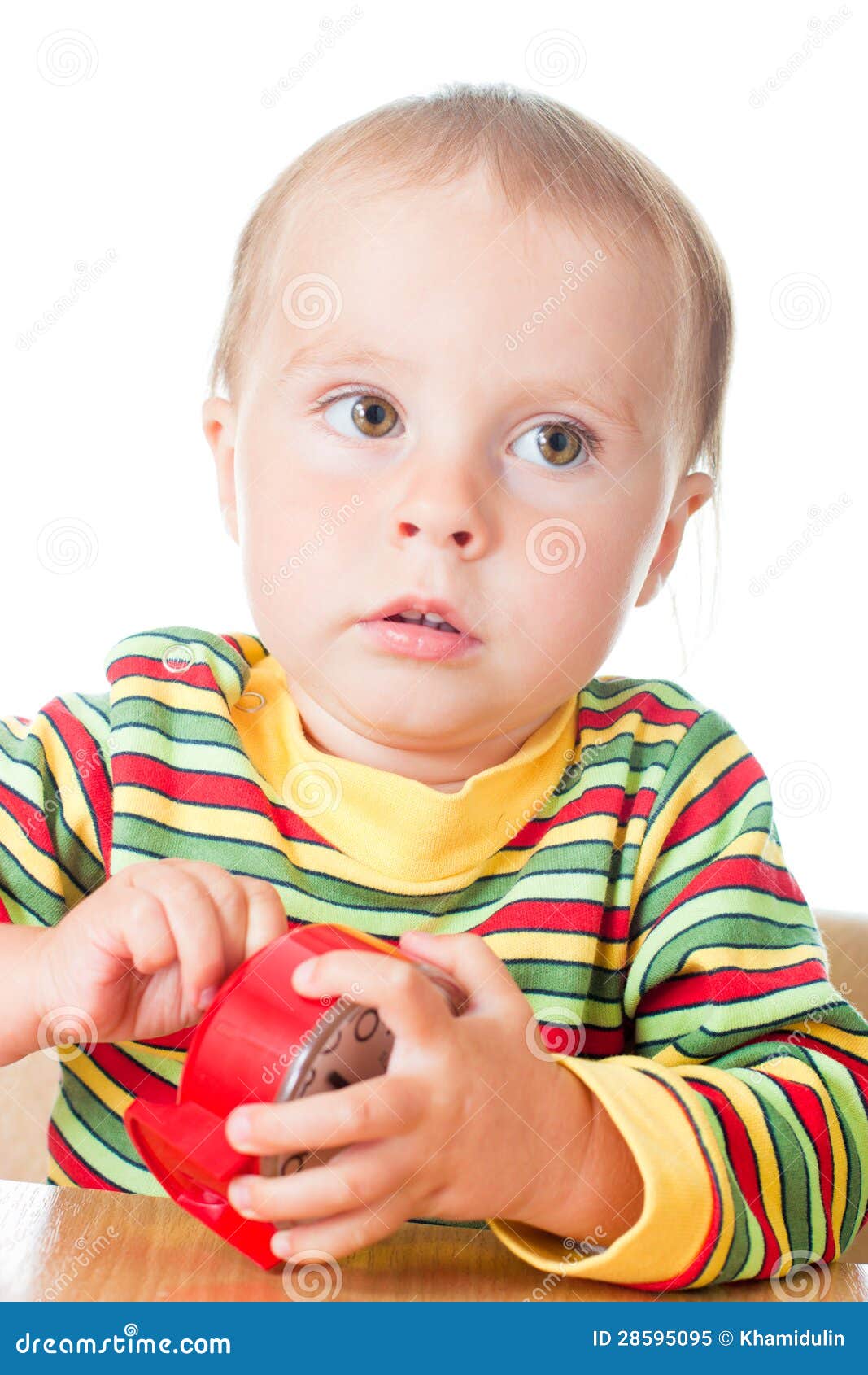 Little Cute Baby with Clock Stock Image - Image of beauty, alarm: 28595095