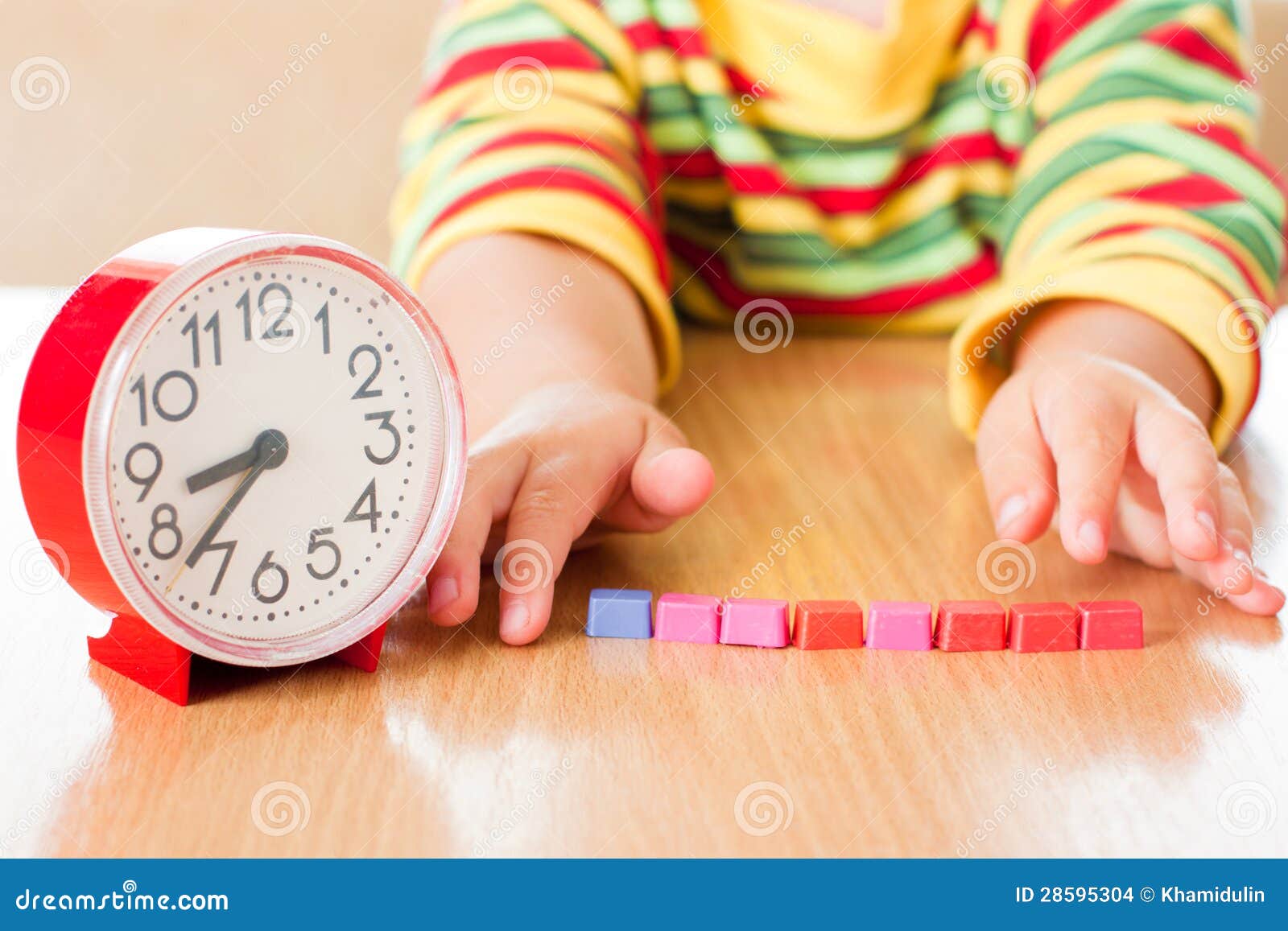 Little Cute Baby with Clock Stock Photo - Image of girl, person: 28595304